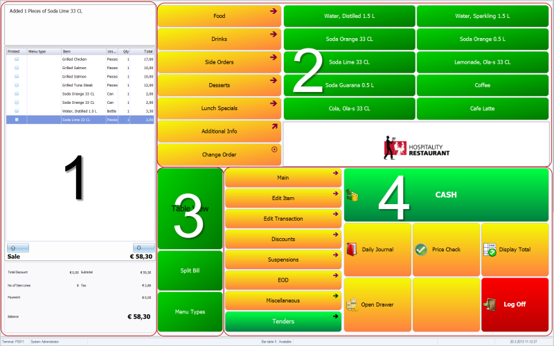 Hospitality POS Layout