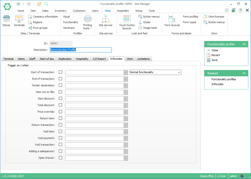 Assign Infocodes to Functionality Profile